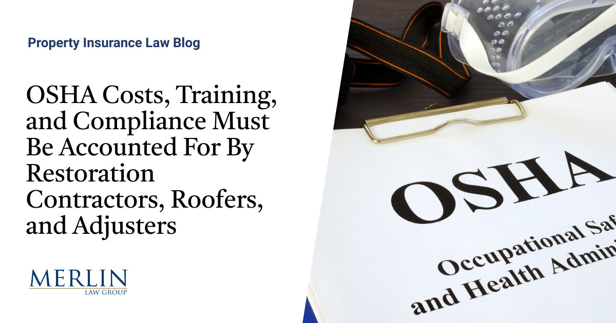 OSHA Compliance in Roofing Estimates | Property Insurance Coverage Law Blog