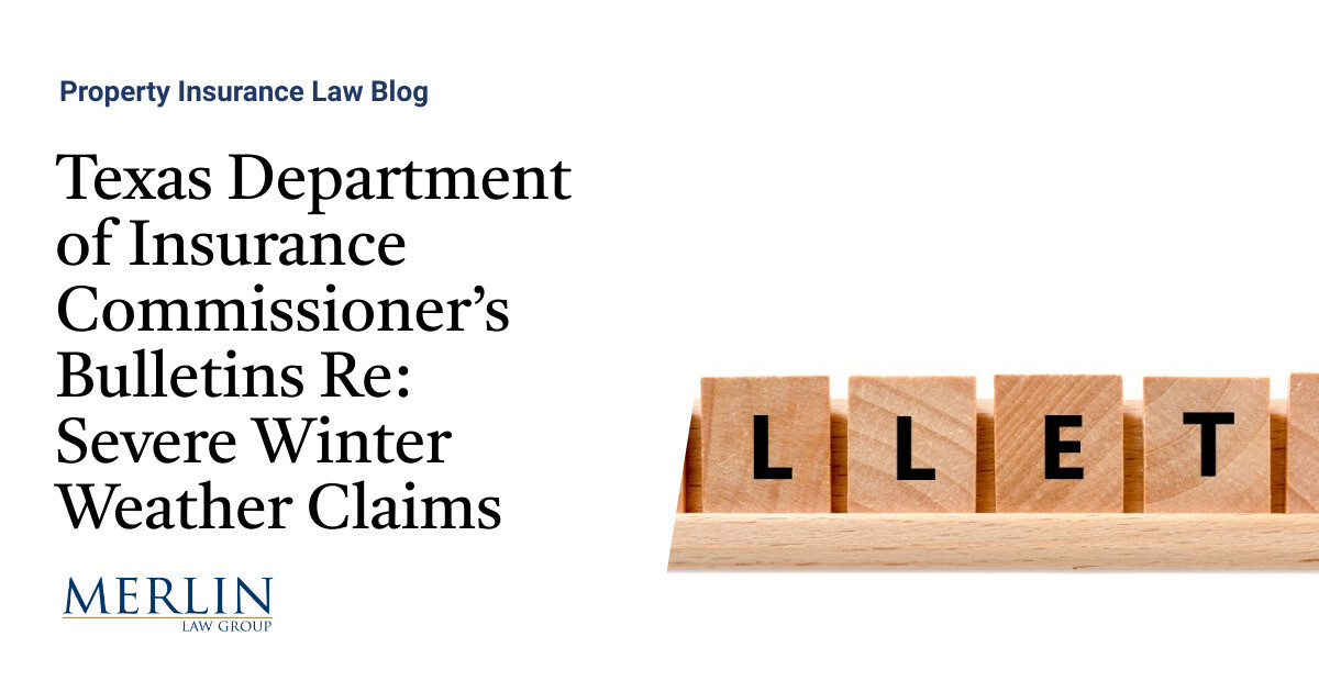 Texas Department of Insurance Commissioner’s Bulletins Re: Severe ...