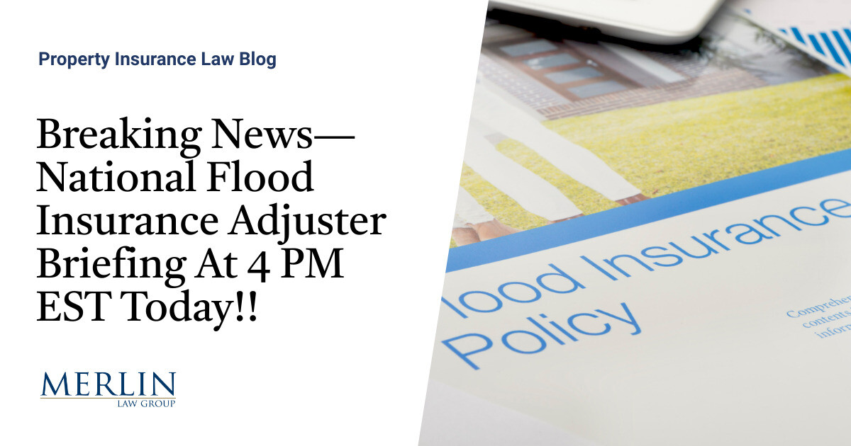 Breaking News—National Flood Insurance Adjuster Briefing At 4 PM EST ...