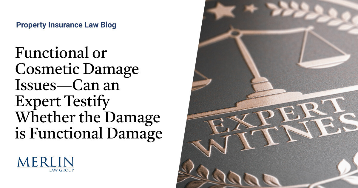 Functional or Cosmetic Damage Issues—Can an Expert Testify Whether the ...