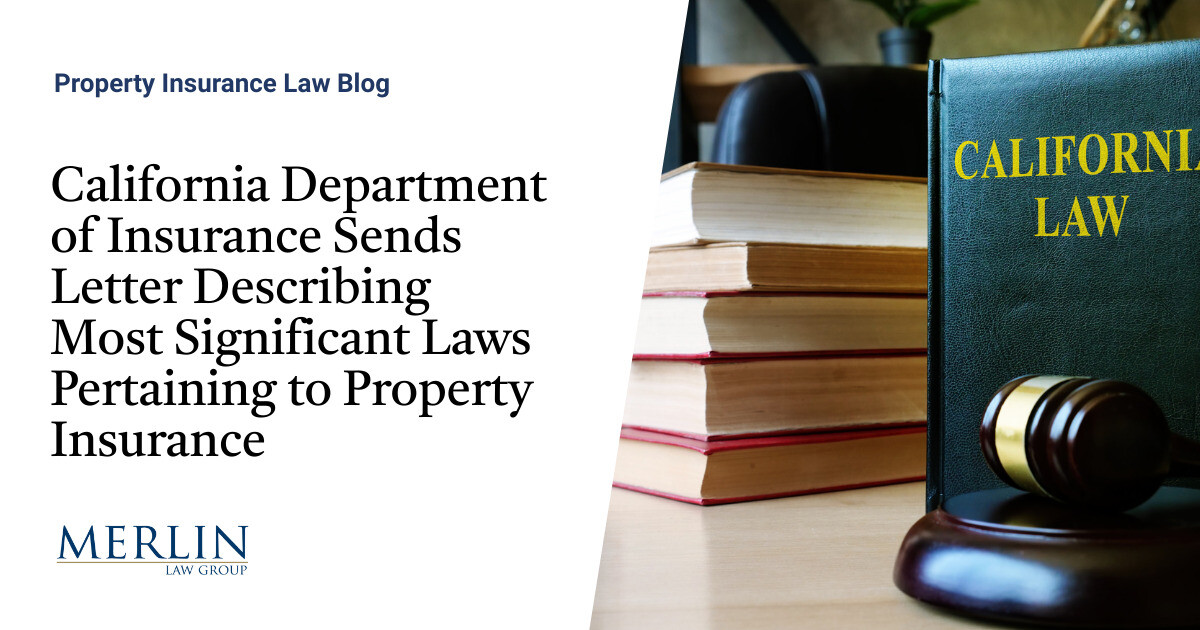 California Department of Insurance Sends Letter Describing Most ...