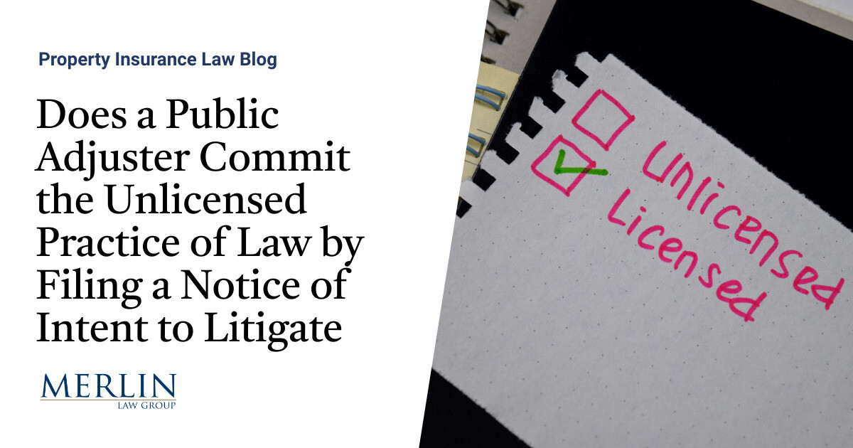 Does a Public Adjuster Commit the Unlicensed Practice of Law by Filing ...