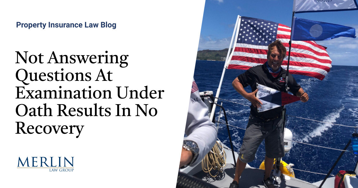 Not Answering Questions At Examination Under Oath Results In No ...