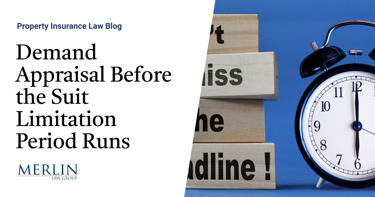 Demand Appraisal Before the Suit Limitation Period Runs | Property ...