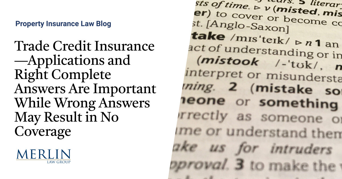 Trade Credit Insurance—Applications and Right Complete Answers Are ...