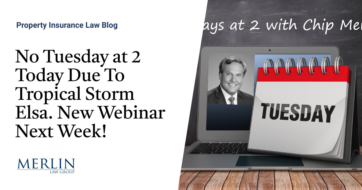 No Tuesday at 2 Today Due To Tropical Storm Elsa. New Webinar Next Week ...